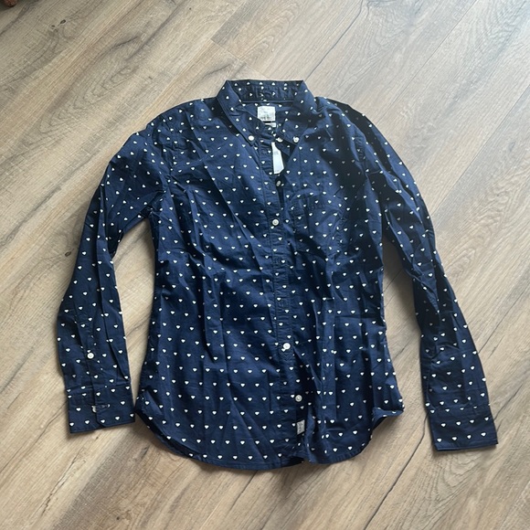 GAP | Tops | Nwt Gap Navy And White Hearts Button Down | Poshmark